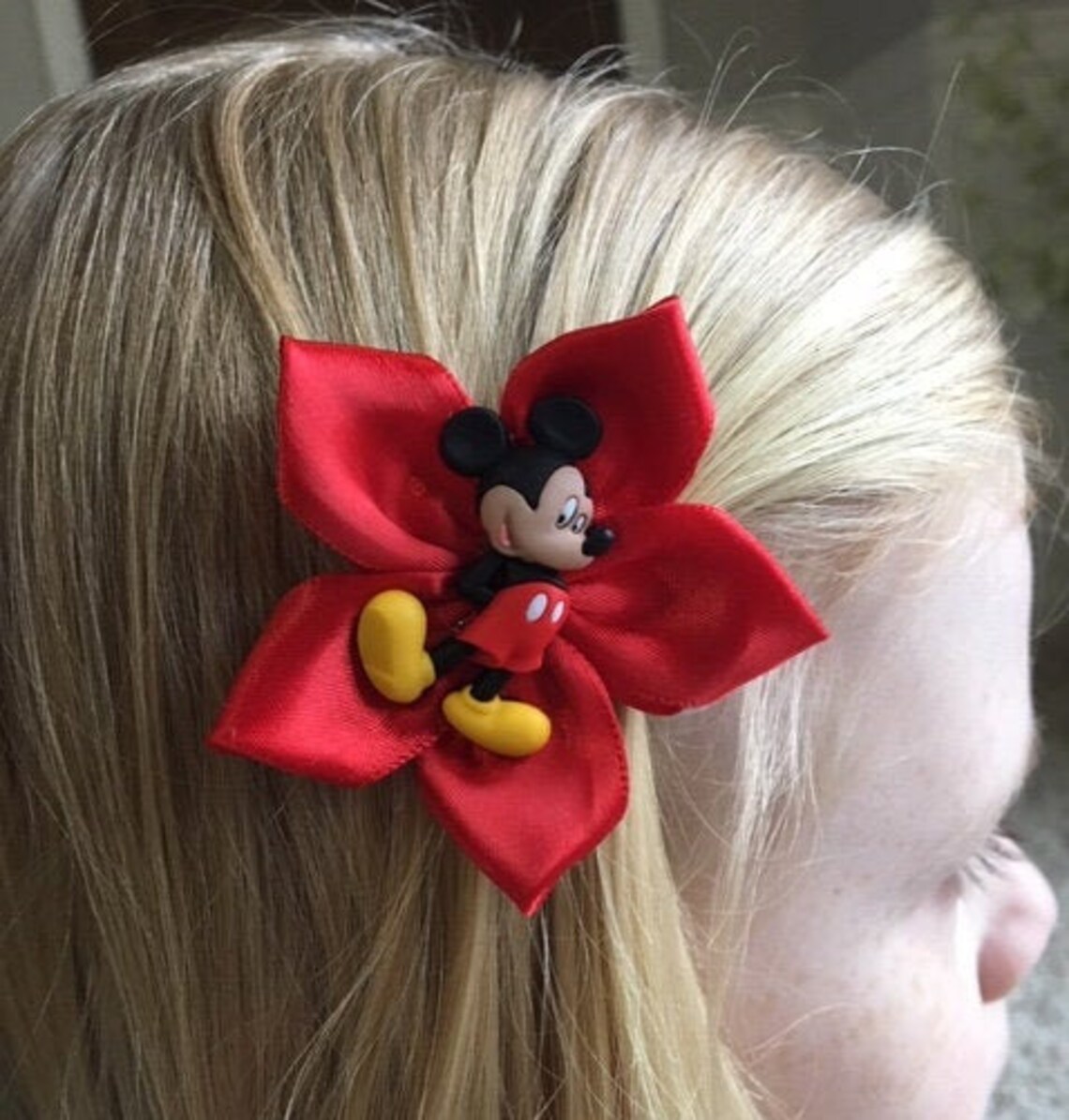 Minnie Mouse, Mickey Mouse, Red or Red Polka Dot Ribbon, Hair Clip/hair ...