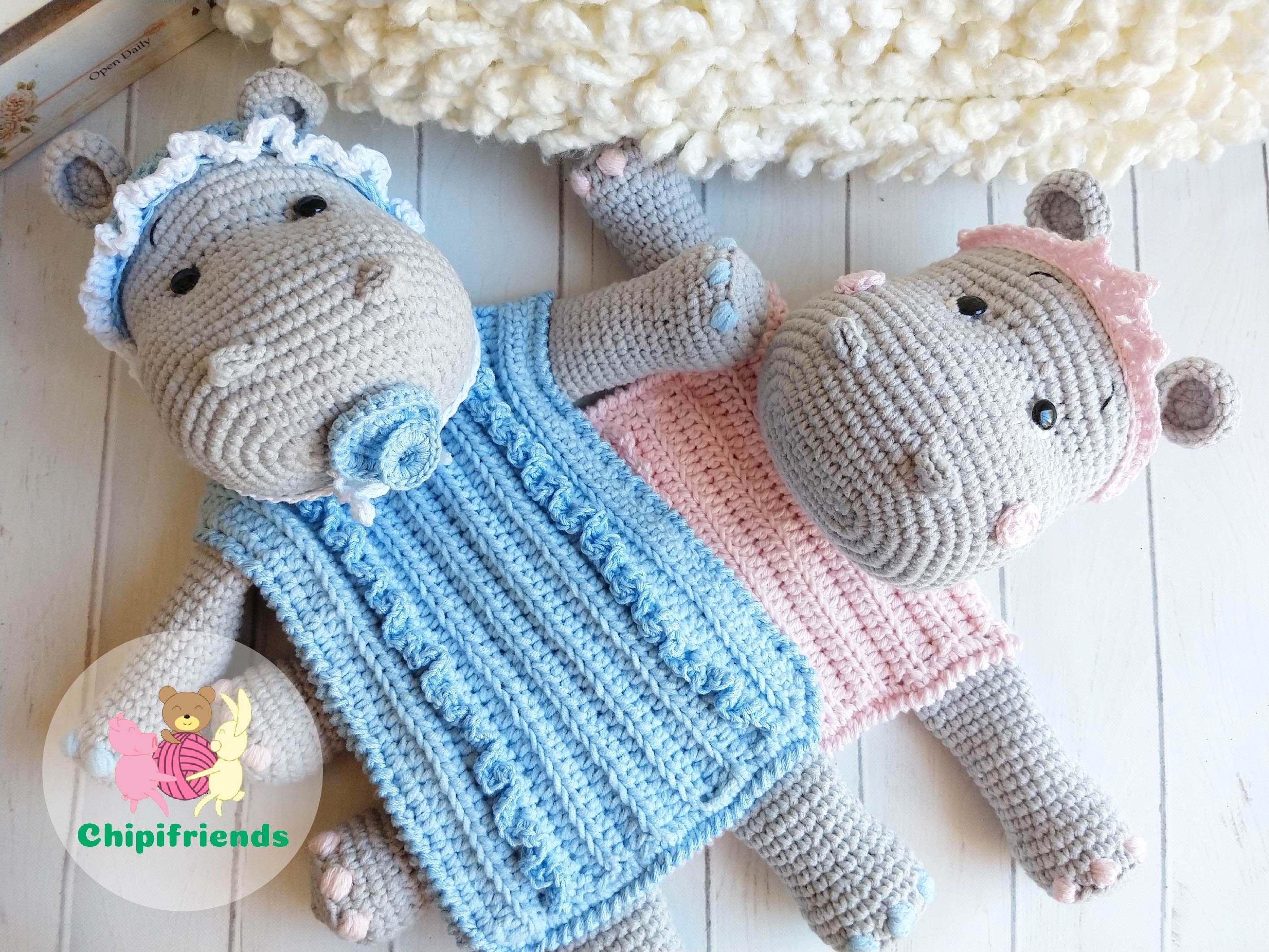 CROCHET PATTERN Hippo Security Blanket Princess and Baby | Etsy