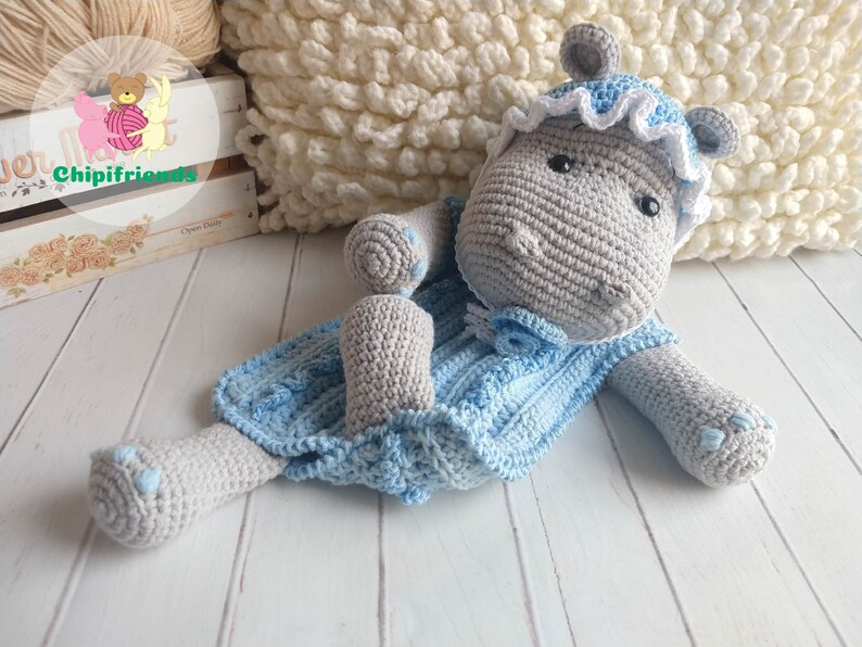 CROCHET PATTERN Hippo Security Blanket English Spanish and - Etsy