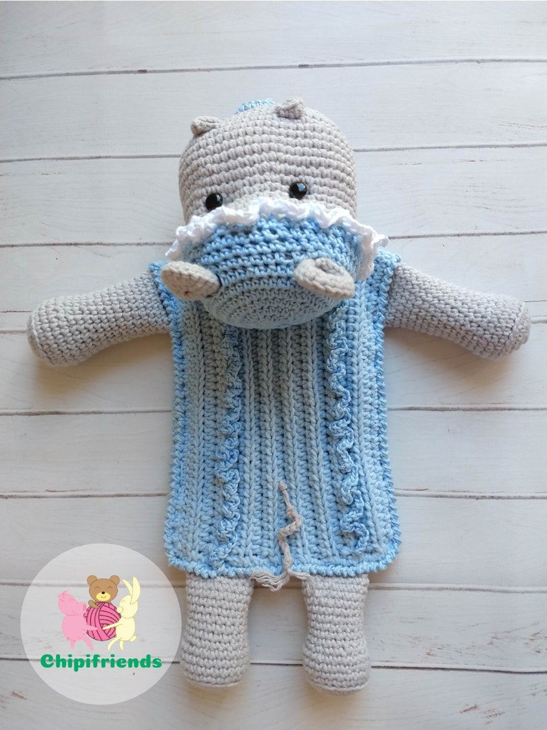 CROCHET PATTERN Baby Hippo Security Blanket Inglish and - Etsy