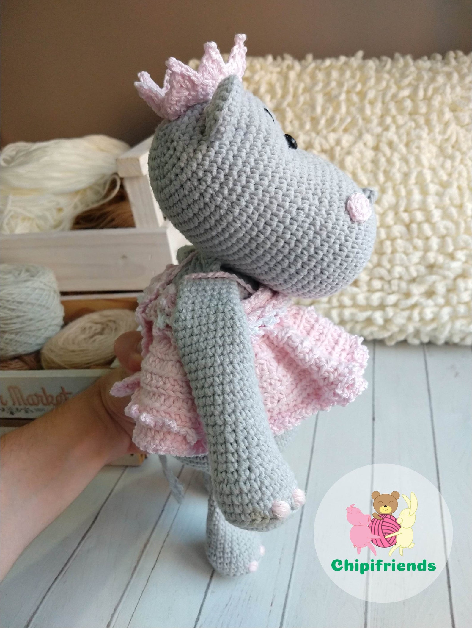 CROCHET PATTERN Princess Anya Hippo English Spanish and - Etsy