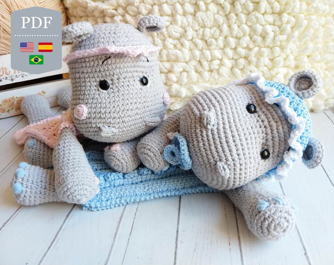 CROCHET PATTERN Hippo Security Blanket English Spanish and - Etsy