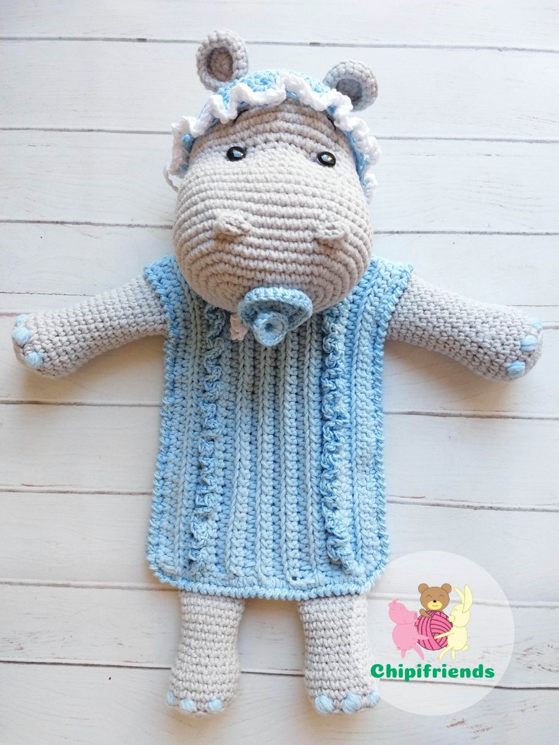 CROCHET PATTERN Hippo Security Blanket English Spanish and - Etsy