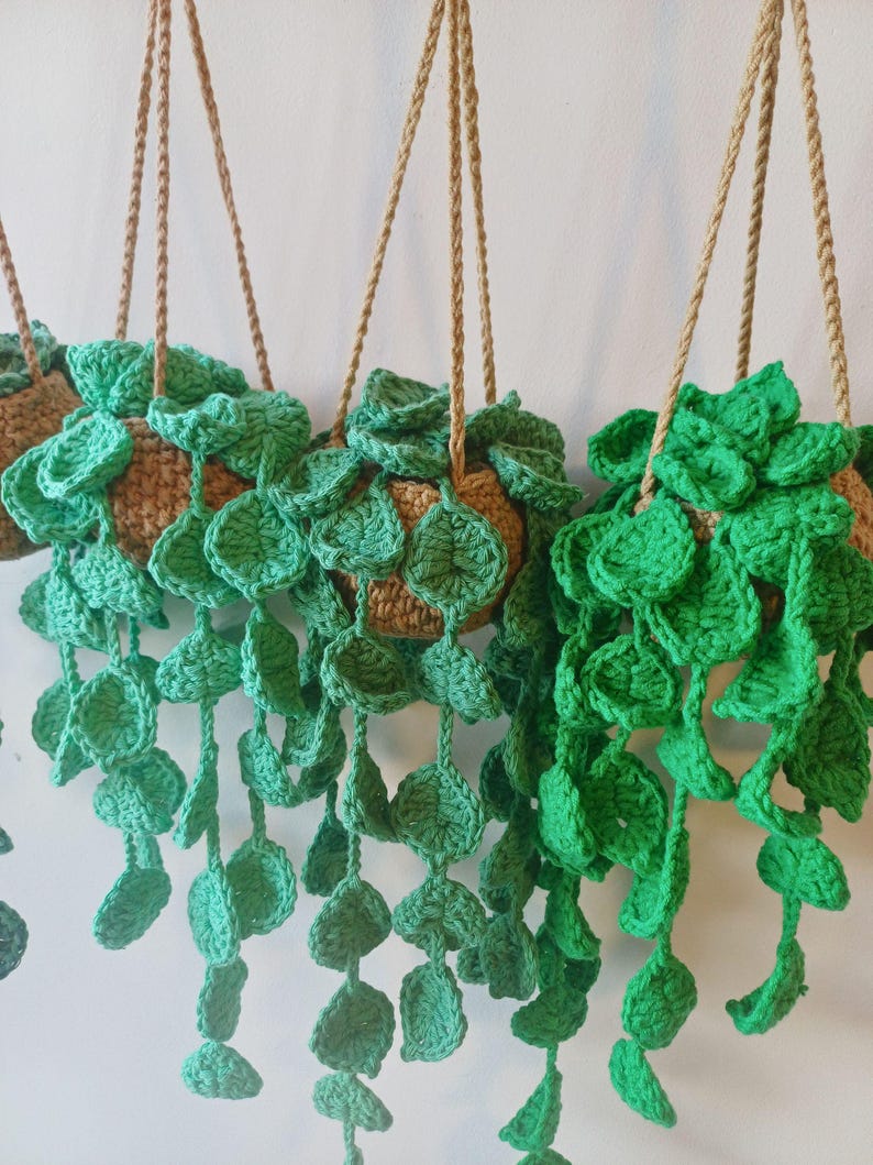 Crochet Pattern, Hanging Pothos Basket | Crochet Tiny Pothos Plant ...