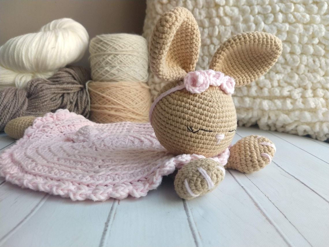 CROCHET PATTERN Bunny Security Blanket and Rattle Amigurumi - Etsy