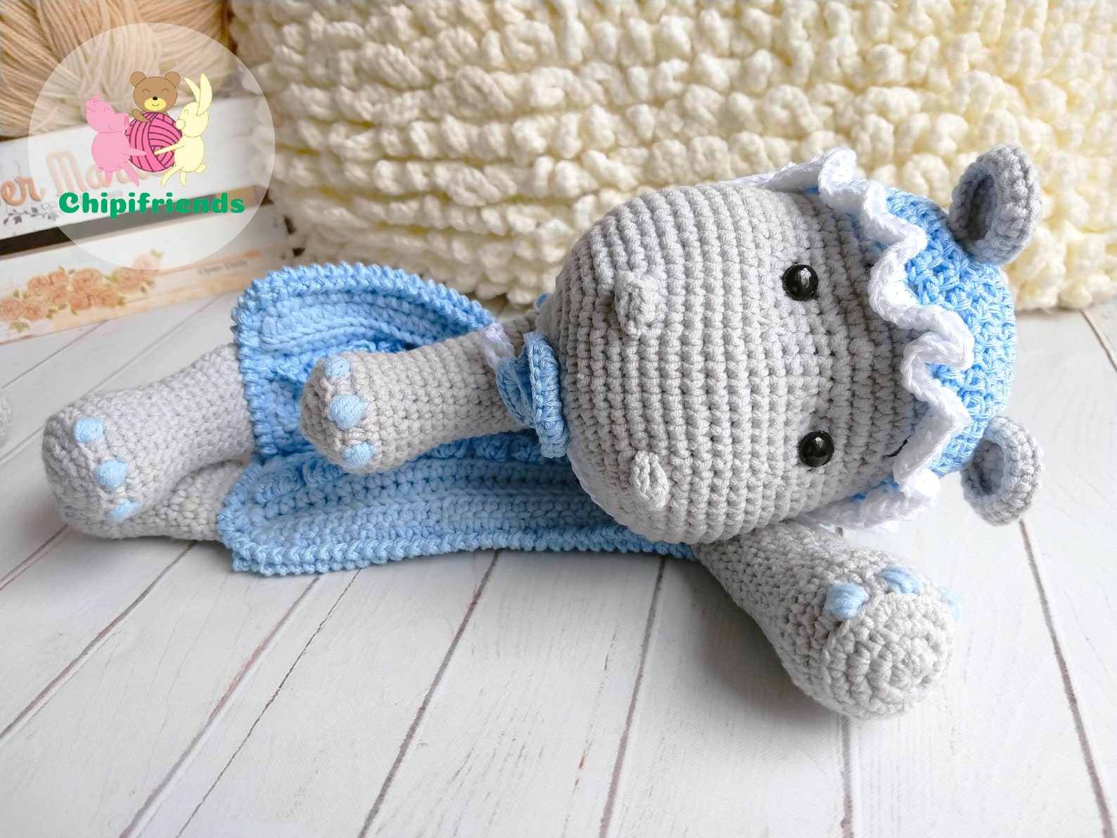 CROCHET PATTERN Baby Hippo Security Blanket Inglish and - Etsy