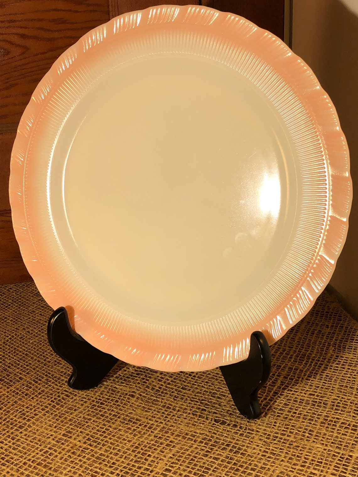 Vintage Pink and White Milk Glass Platter - Etsy UK