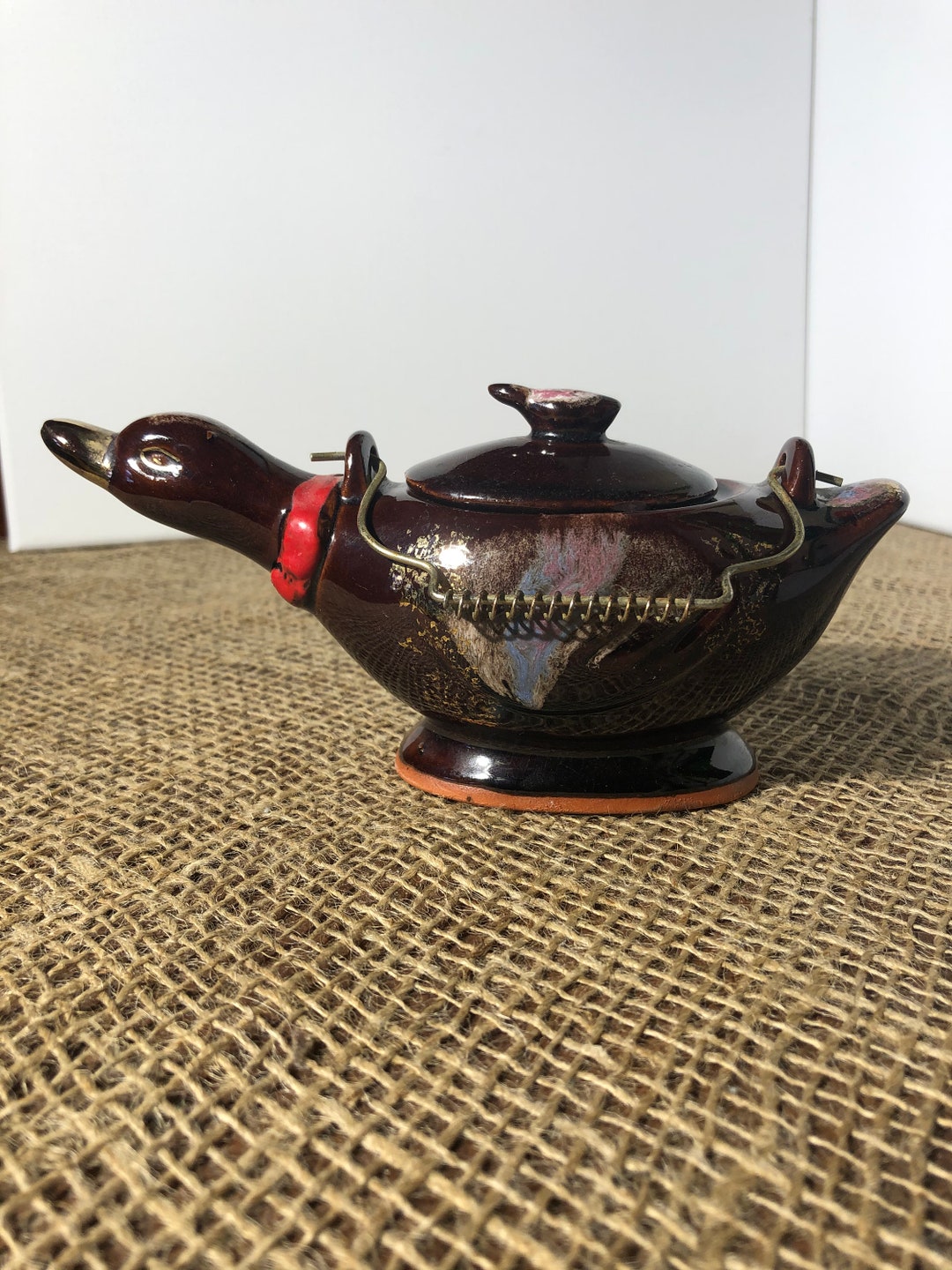 Vintage Redware Duck Sugar Pot/bowl - Etsy