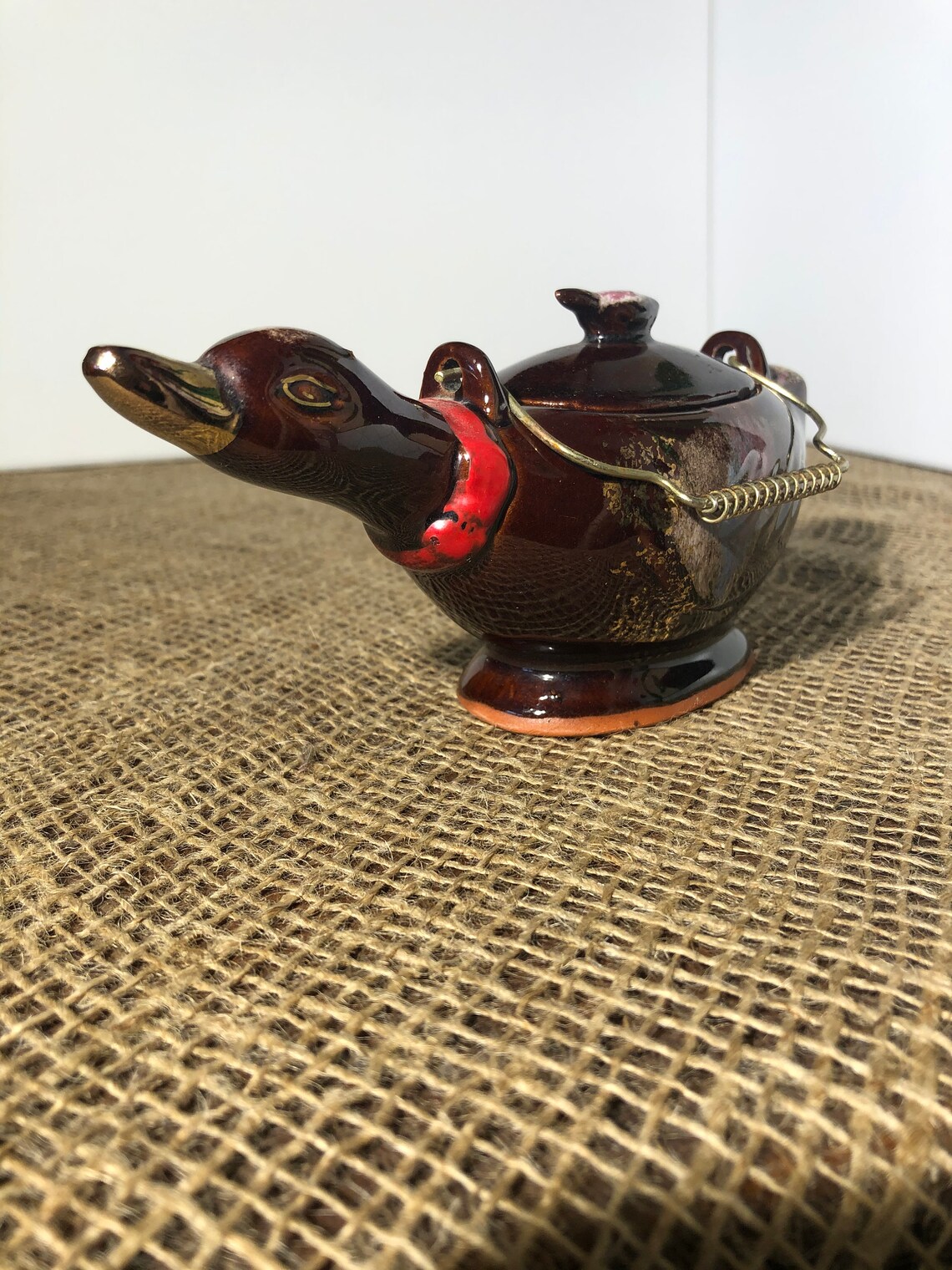 Vintage Redware Duck Sugar Pot/bowl - Etsy