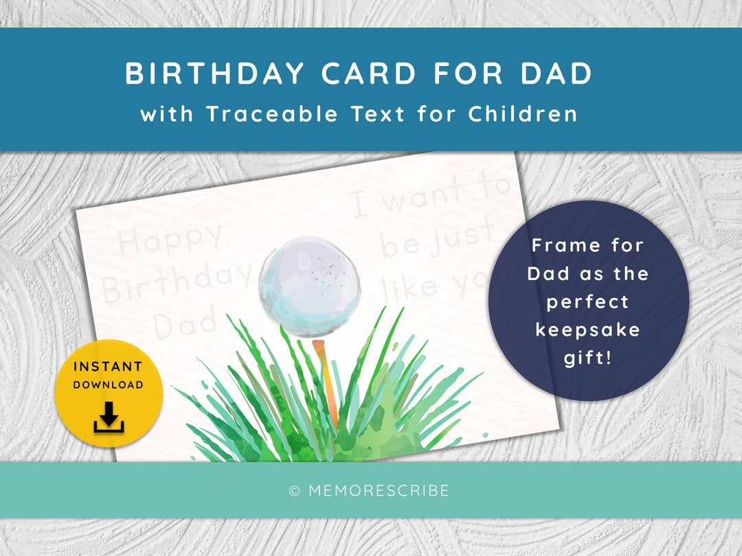 Dad Happy Birthday Card Traceable Handwriting Guide Text Preschool ...