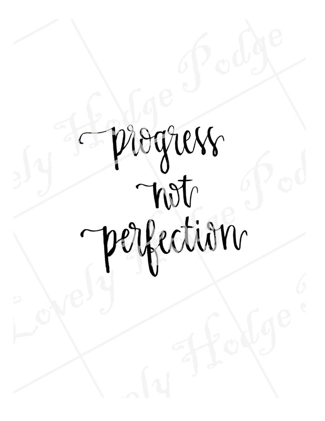 Progress Not Perfection- DIGITAL File- Wall Hanging Art- Handlettered ...