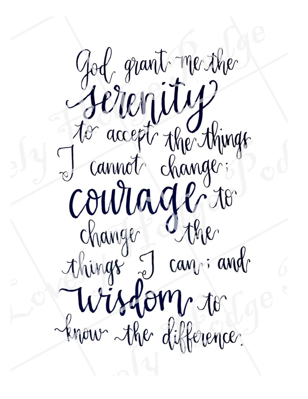 AA Serenity Prayer Handlettered Quote DIGITAL File - Etsy