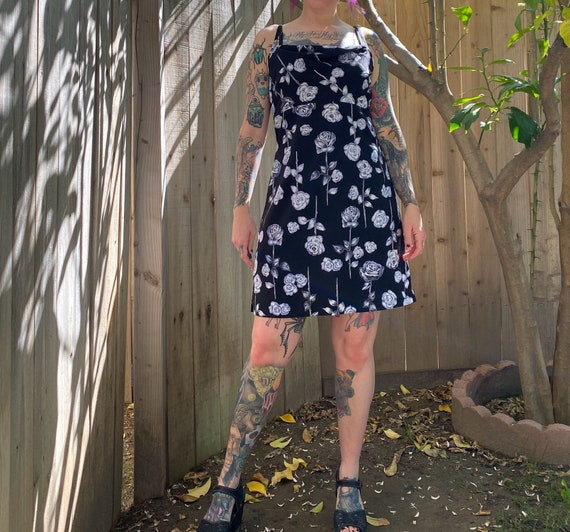 1990’s Blue Rose Print Dress - Gem