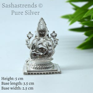 Pure Silver Statue - 925 Silver Hollow Ganesha Idol Seated on Peeta ...