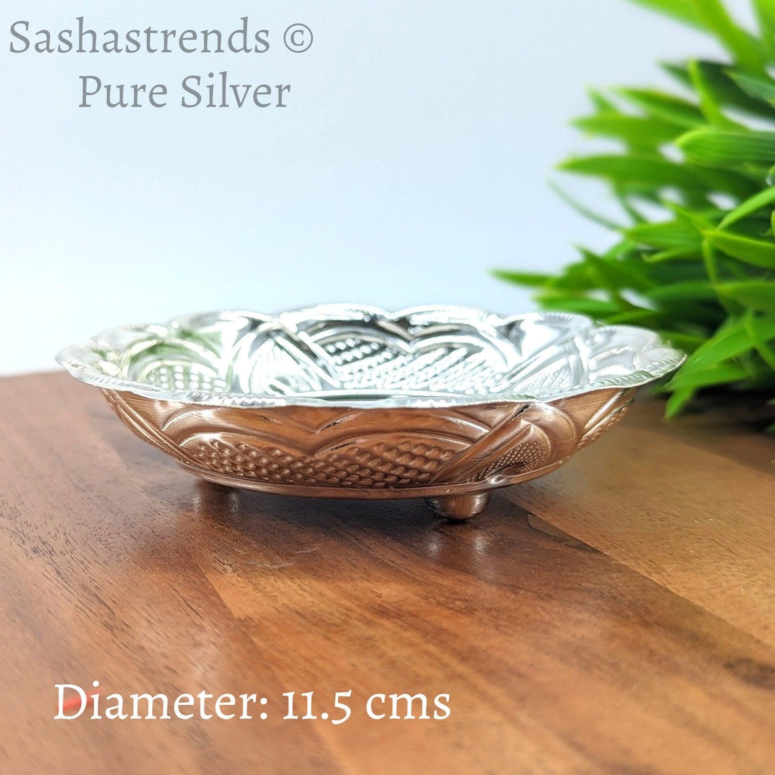Pure Silver Plate -11.5 Cms Diameter- Silver Pooja Plate - Pooja Items ...