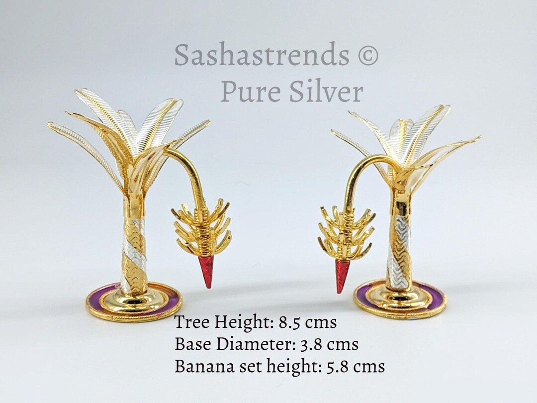 Pure Silver Banana Tree Decor - Pure Silver Gift Items- Silver Pooja ...