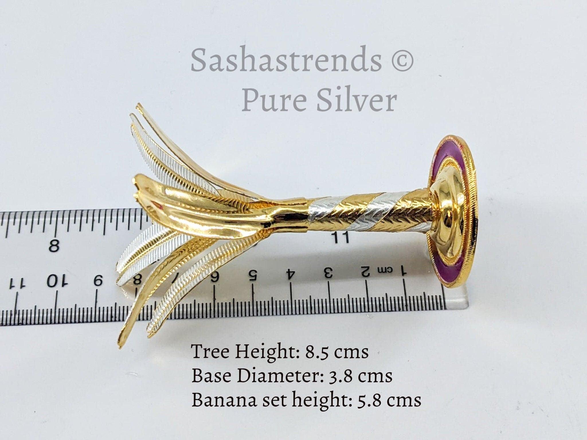 Pure Silver Banana Tree Decor - Pure Silver Gift Items- Silver Pooja ...