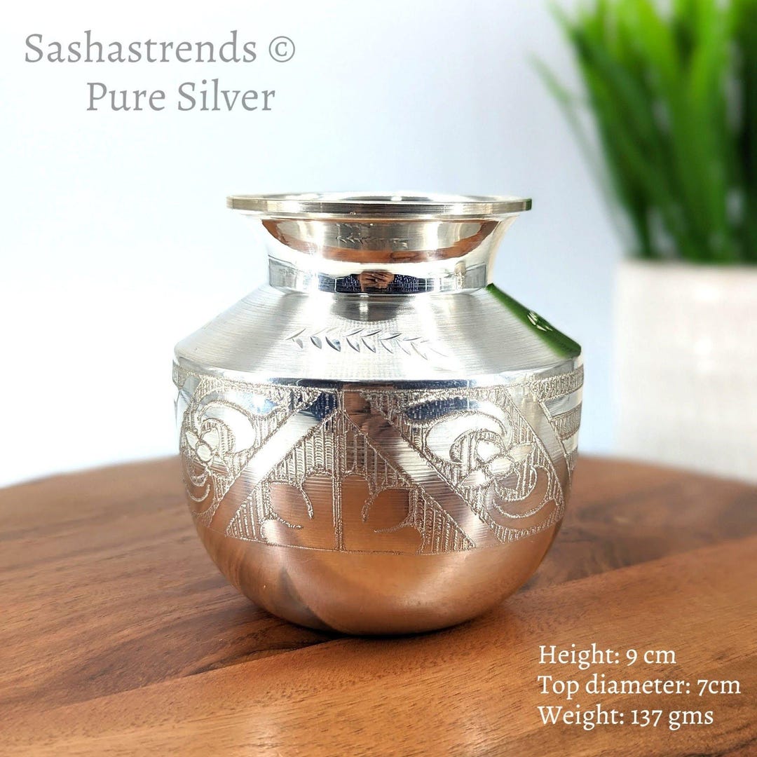 Pure Silver Kalasam/kalash 9 Cm Height - Silver Gift Items- Pooja Items ...