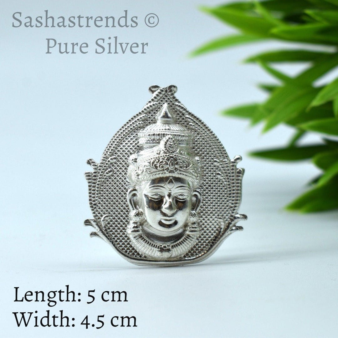 Silver Amman Face- Amman Face With Hook - Pure Silver Gift Items- Pooja ...