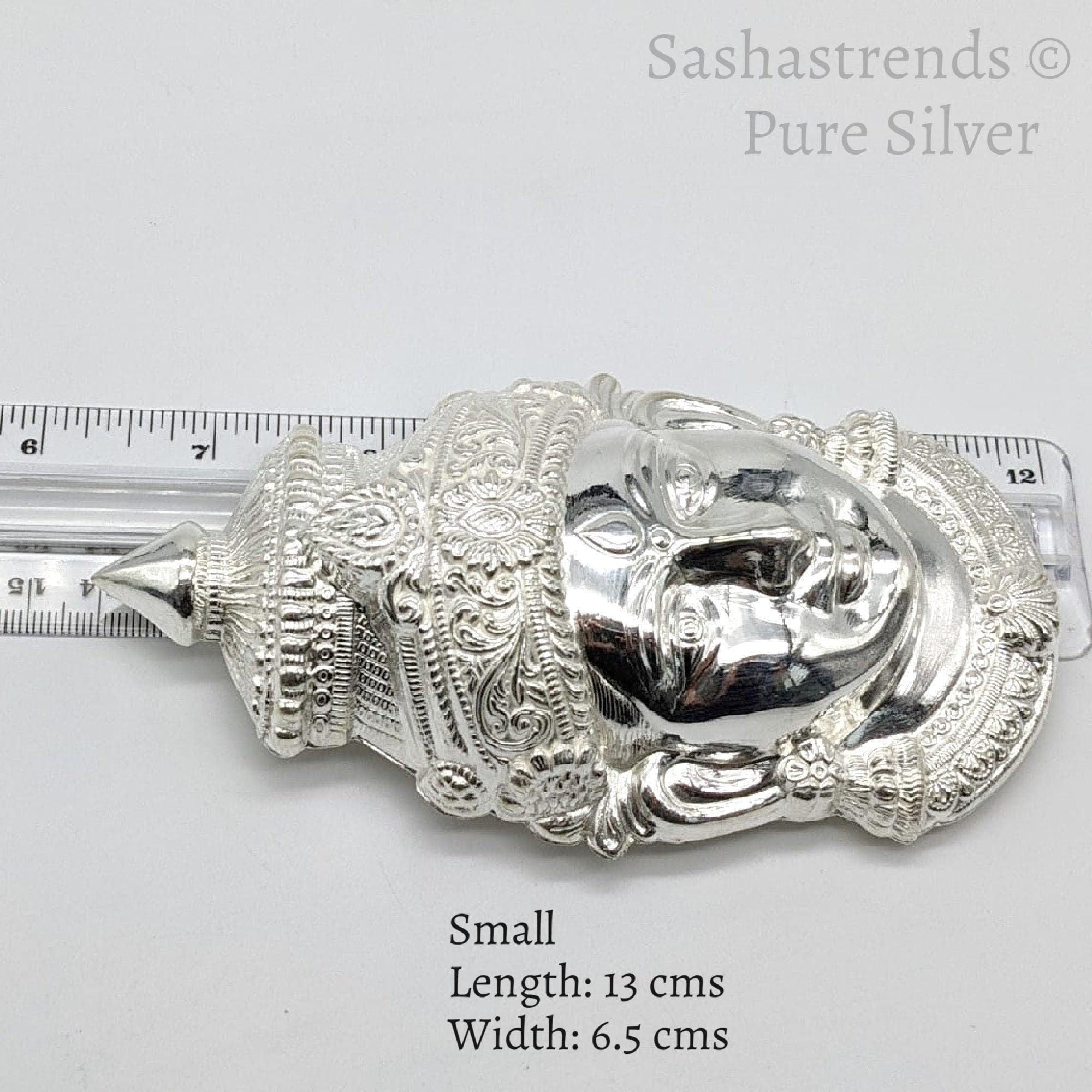 Silver Varamahalakshmi Amman Face-shiny Finish- Pure Silver Pooja Items ...