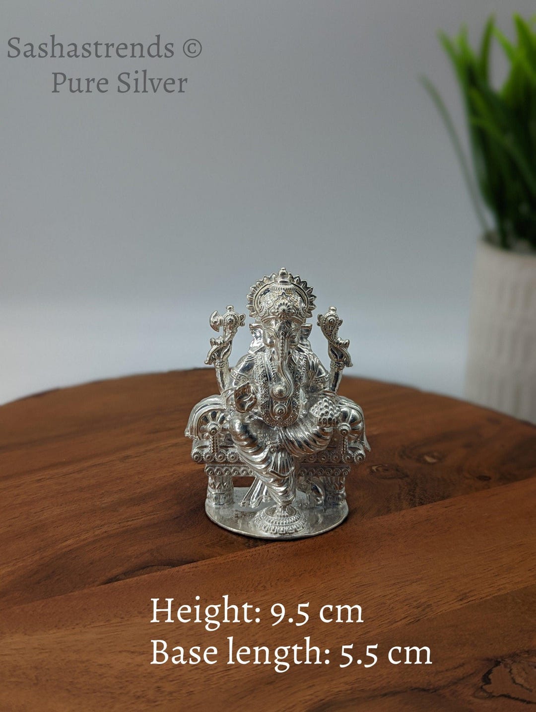 Pure Silver Statue - 925 Silver Solid Ganesha Idol Seated on Peeta- 925 ...
