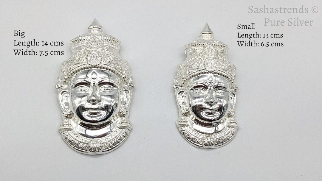 Silver Varamahalakshmi Amman Face-shiny Finish- Pure Silver Pooja Items ...