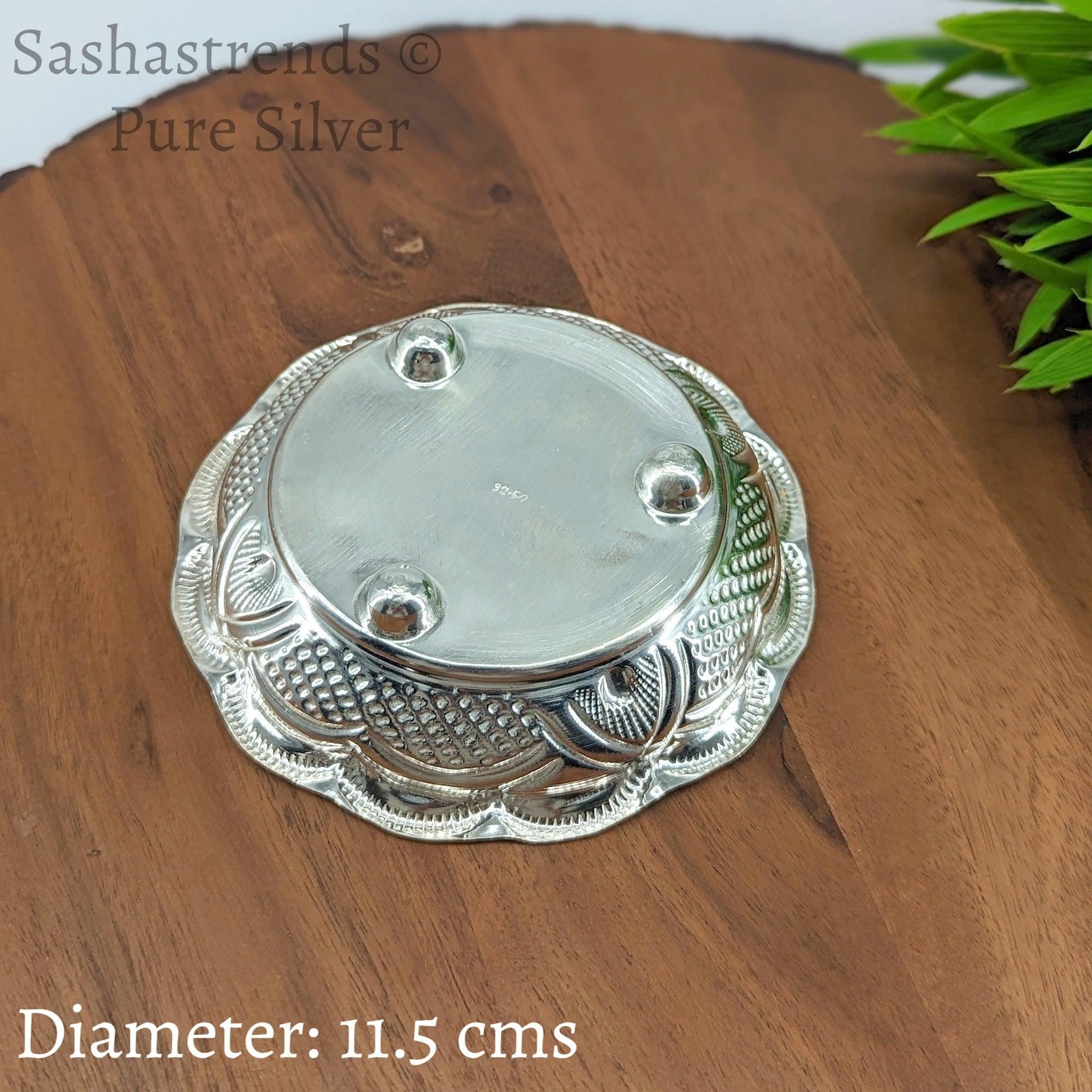 Pure Silver Plate -11.5 Cms Diameter- Silver Pooja Plate - Pooja Items ...