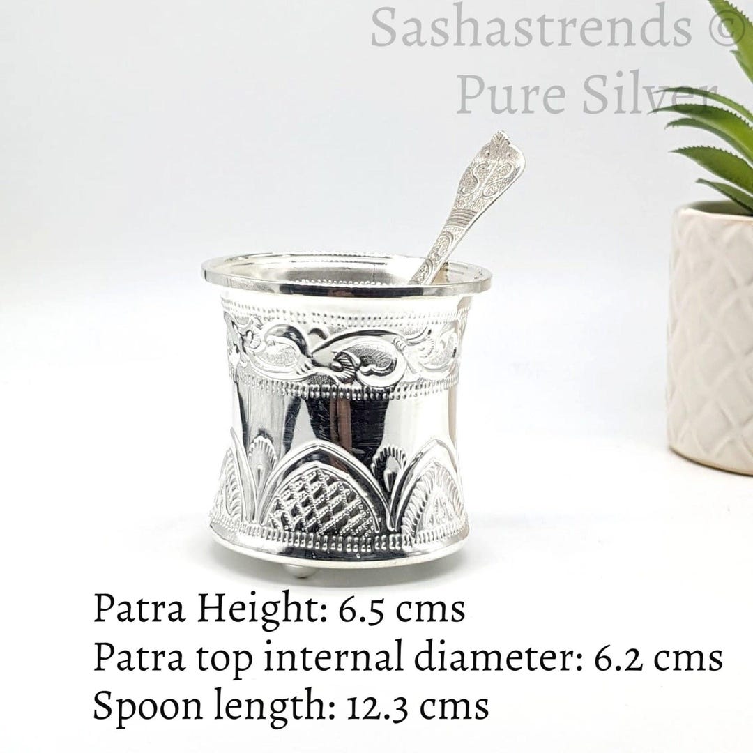 Pure Silver Panchapatra Set - 925 Silver Gift Items- Pooja Items for ...