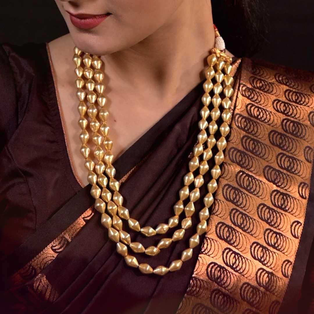 Tarika Kolhapur Bor Mala - 925 Silver Gold Polish/silver Necklace ...