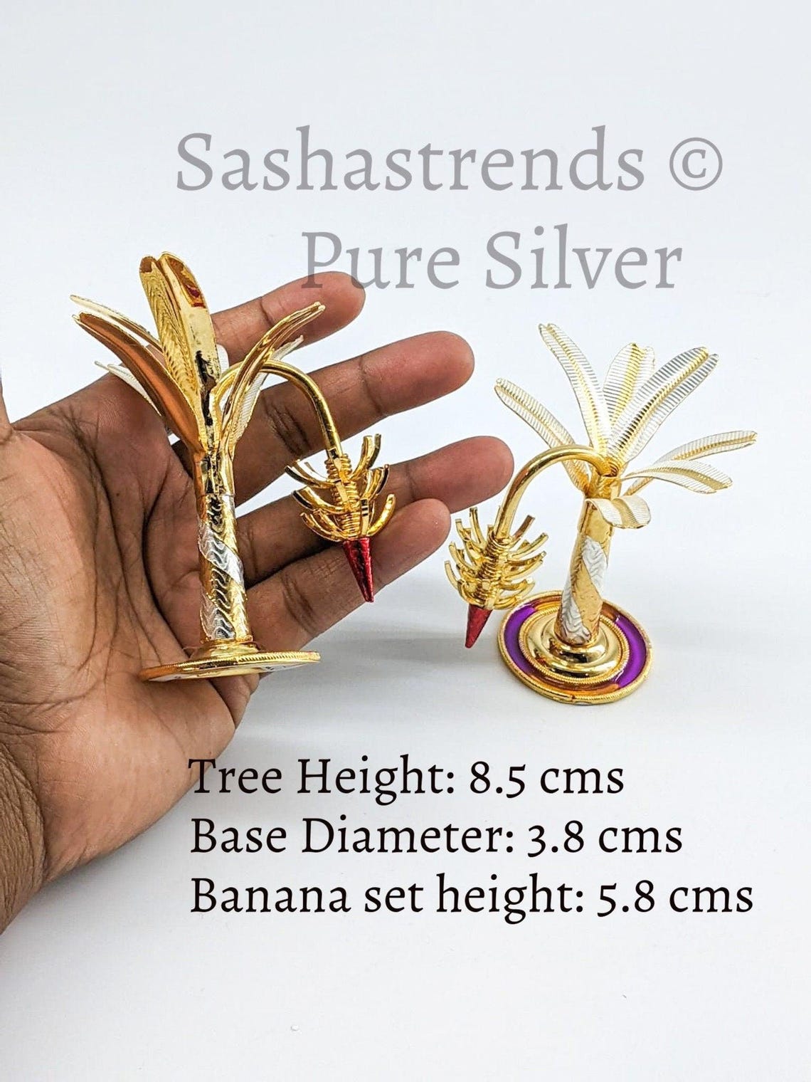 Pure Silver Banana Tree Decor - Pure Silver Gift Items- Silver Pooja ...