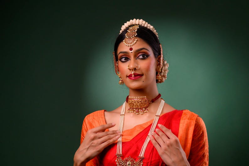 925 Silver 4-layer Nethi Chutti -maang Tika-head Ornament/bharatanatyam ...