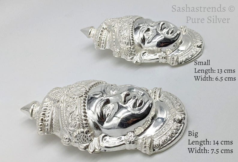 Silver Varamahalakshmi Amman Face-shiny Finish- Pure Silver Pooja Items ...