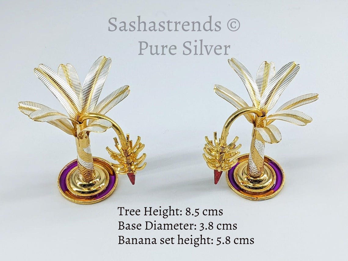 Pure Silver Banana Tree Decor - Pure Silver Gift Items- Silver Pooja ...