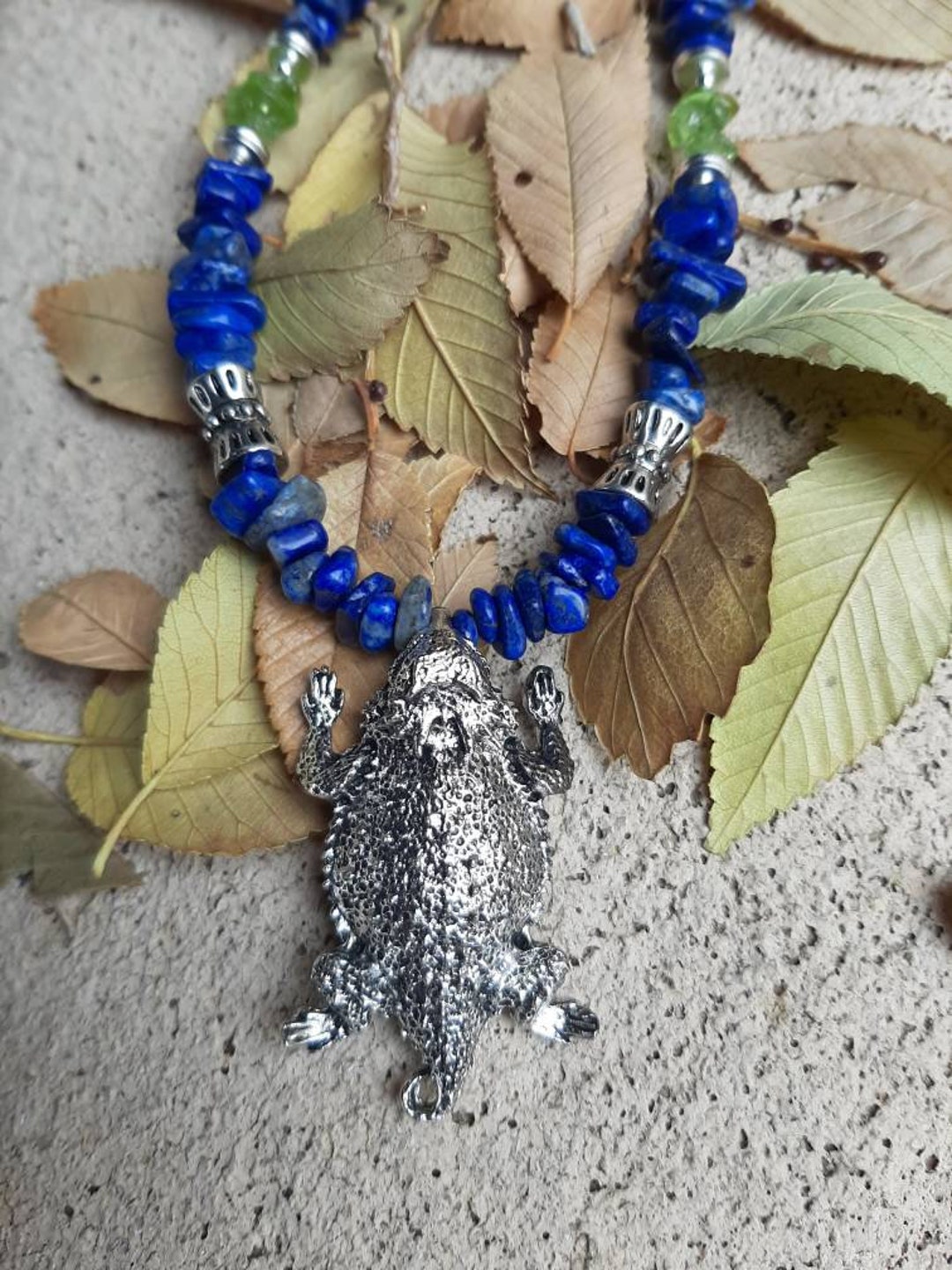 Silver Horned Toad Pendant Necklace With Genuine Lapis Lazuli and ...