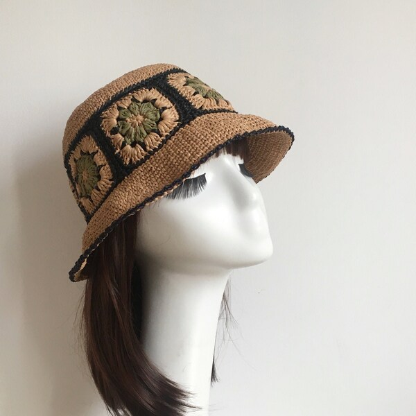 Granny Square Straw Hats - Etsy