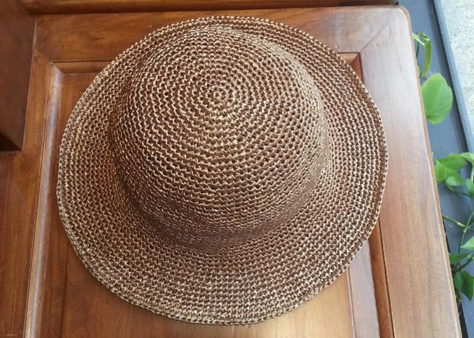 Crocheted Raffia Straw Sun Hat Pattern, Floppy Beach Hat Pattern ...