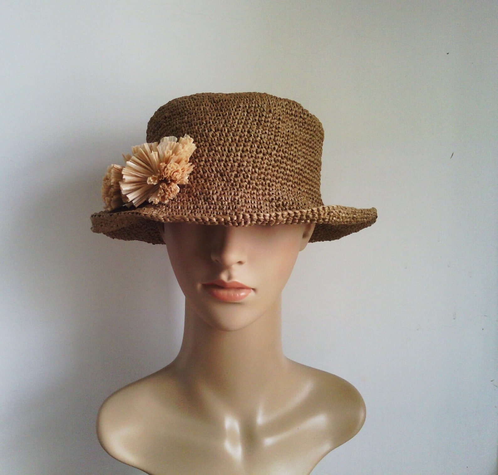 Hand Crocheted Sun Hat.raffia Straw Hat for Beach Travel and - Etsy