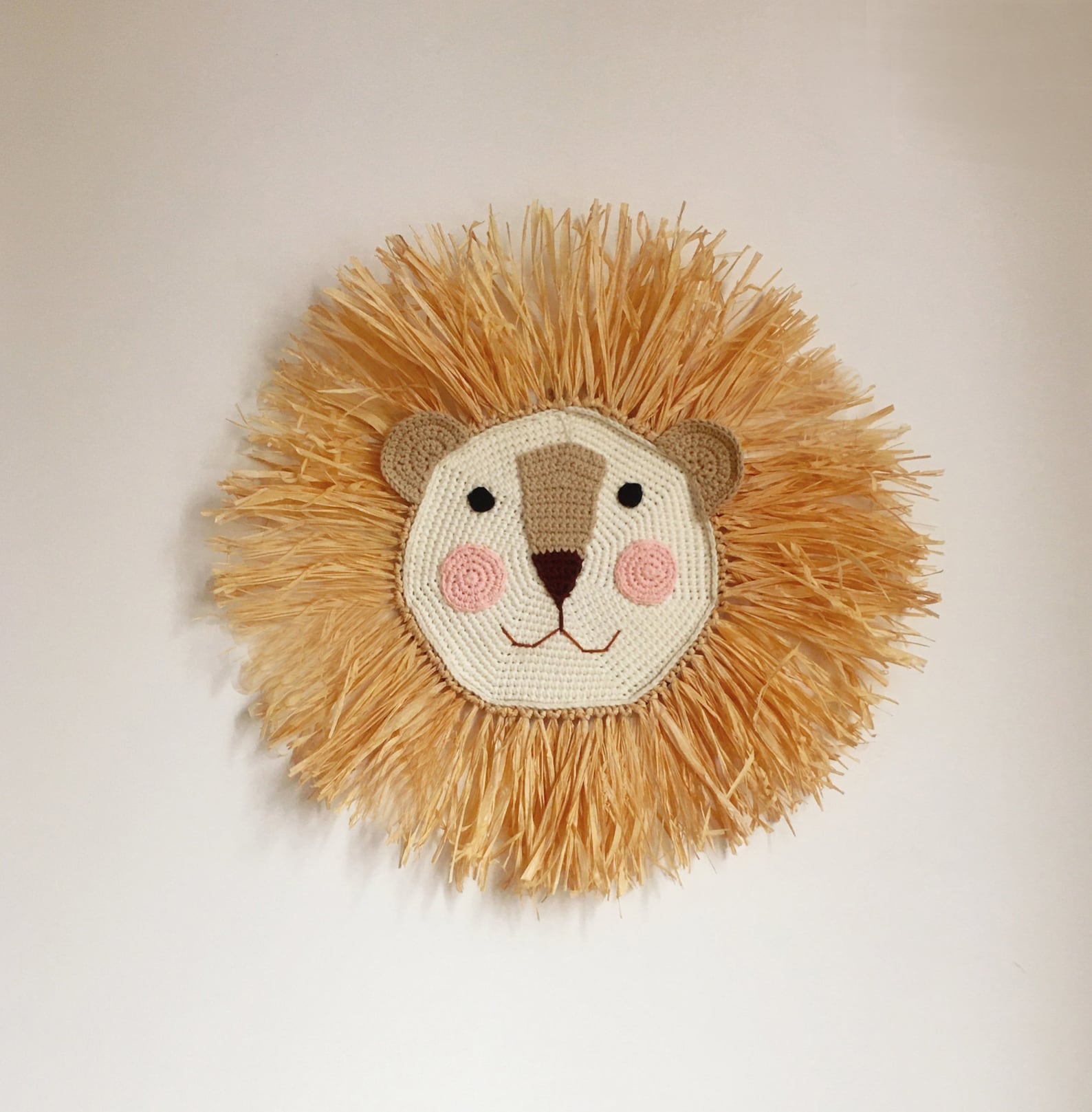 Crochet Lion Face Raffia Wall Hanging Pattern Raffia Lion - Etsy