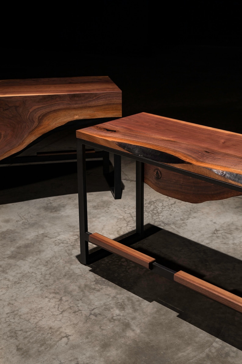 Larned Bench Walnut Live Edge Counter Bench - Etsy