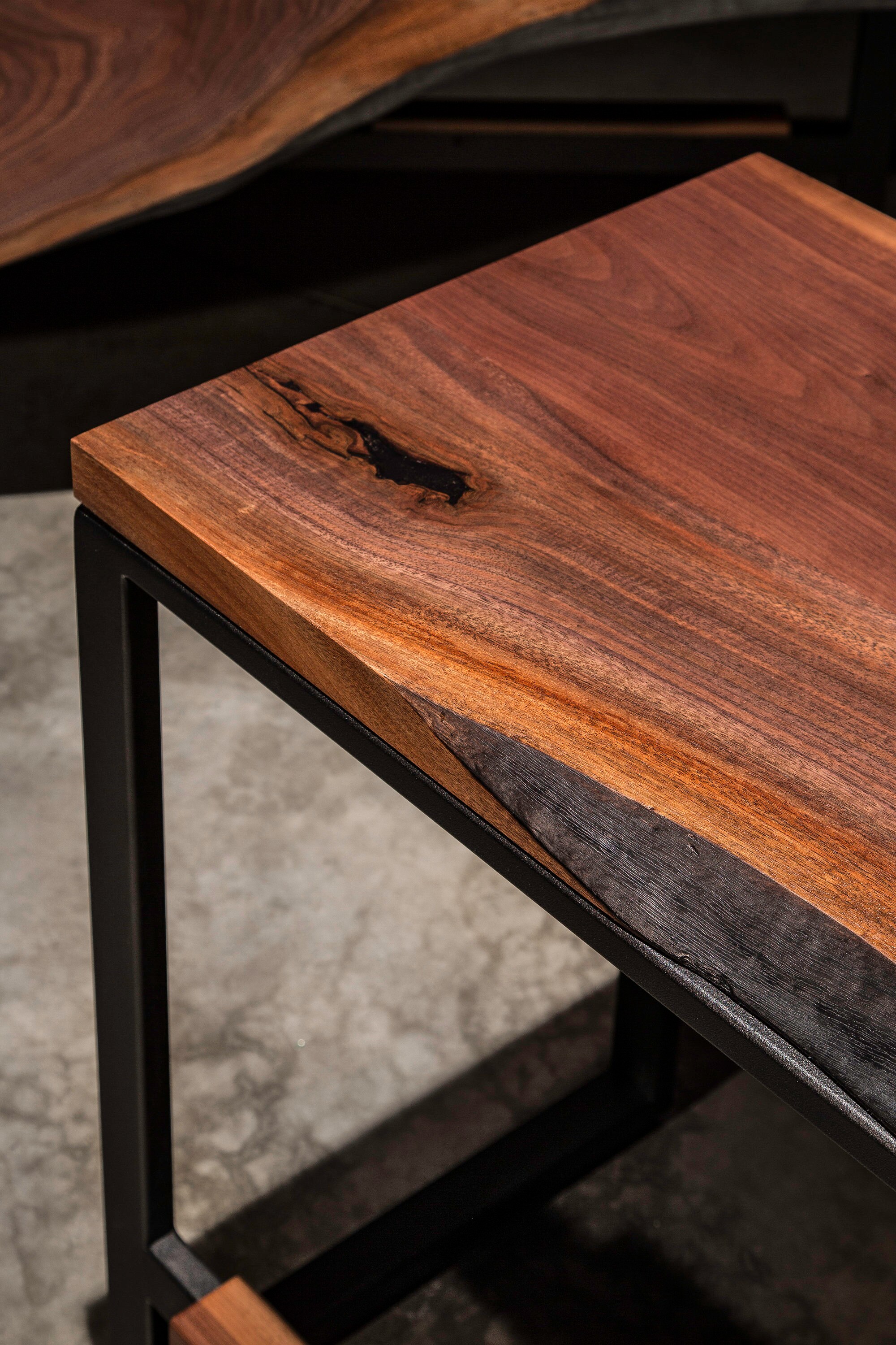 Larned Bench Walnut Live Edge Counter Bench | Etsy