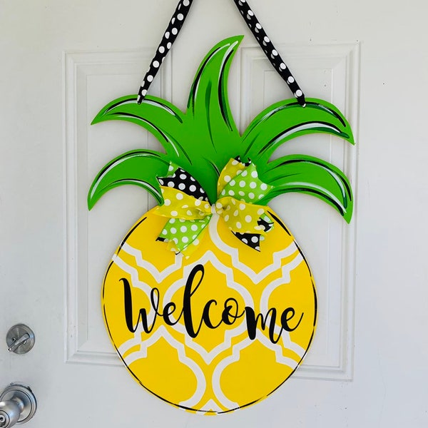 Pineapple Monogram Door Hanger - Etsy