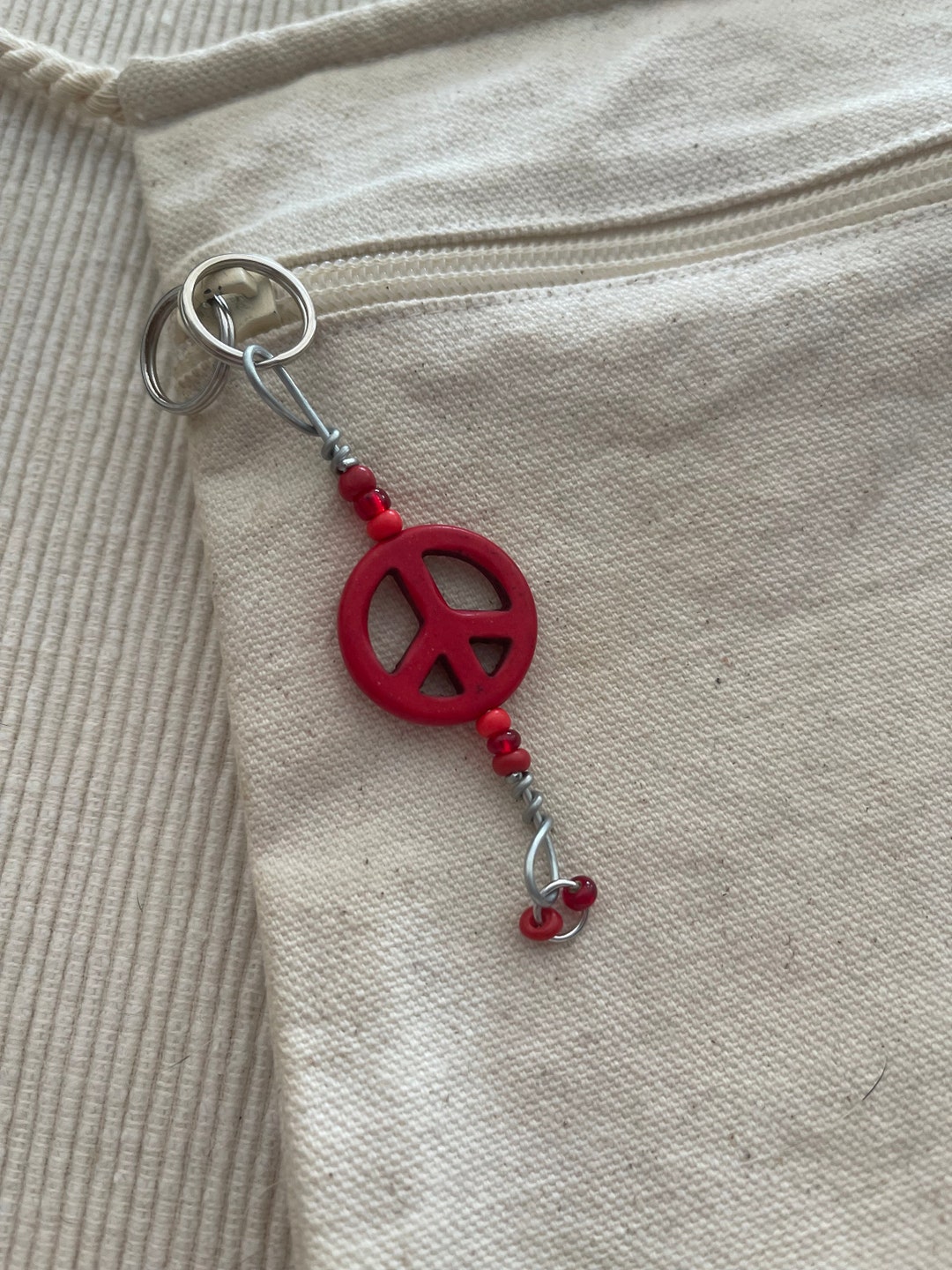 Red Peace Sign Zipper Pull - Etsy