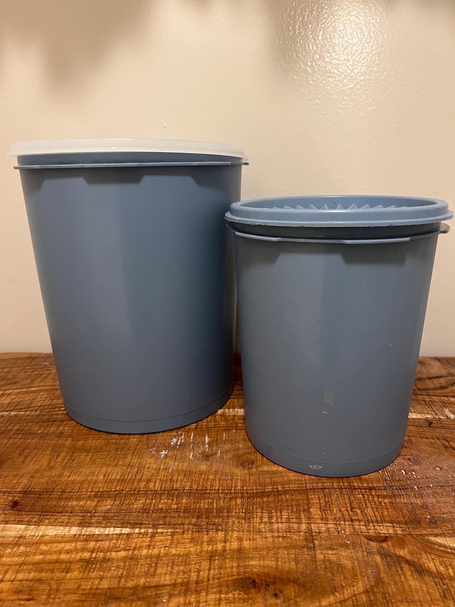 Vintage Tupperware Canisters Plain Blue Set of Two - Etsy