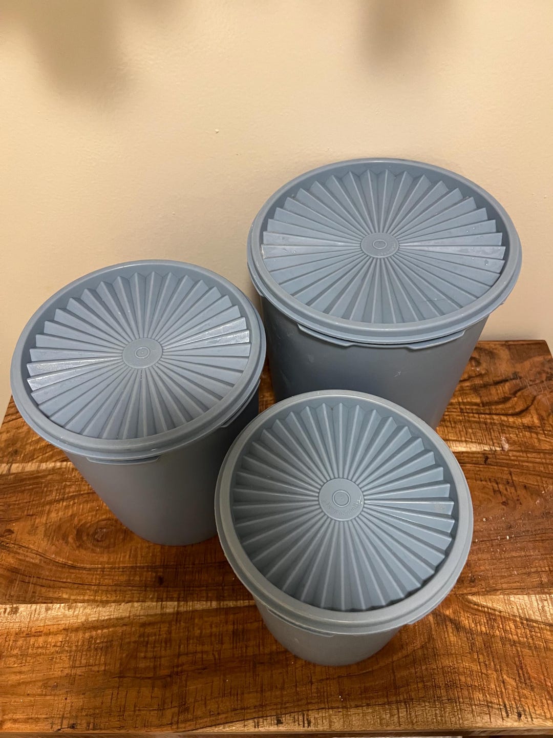 Vintage Blue Tupperware Canisters Set of 3 - Etsy