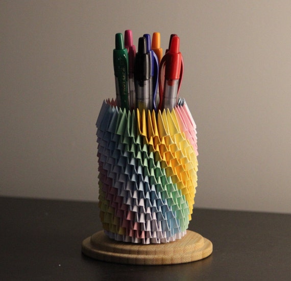 3D Origami Inverted Multi-color Pen/pencil Holder Home Decor | Etsy