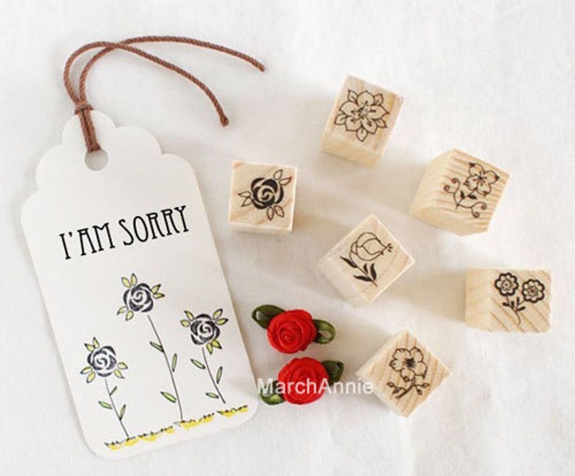 12 Pcs/set Flower Stamps Set Rubber Stamp Set Diary Stamps - Etsy