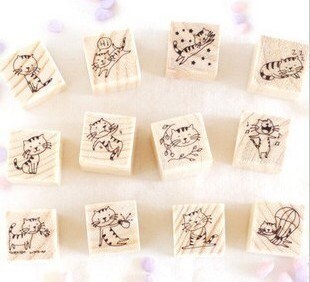 12pcs/set Cat Stamps Set Rubber Stamp Set Diary Stamps - Etsy