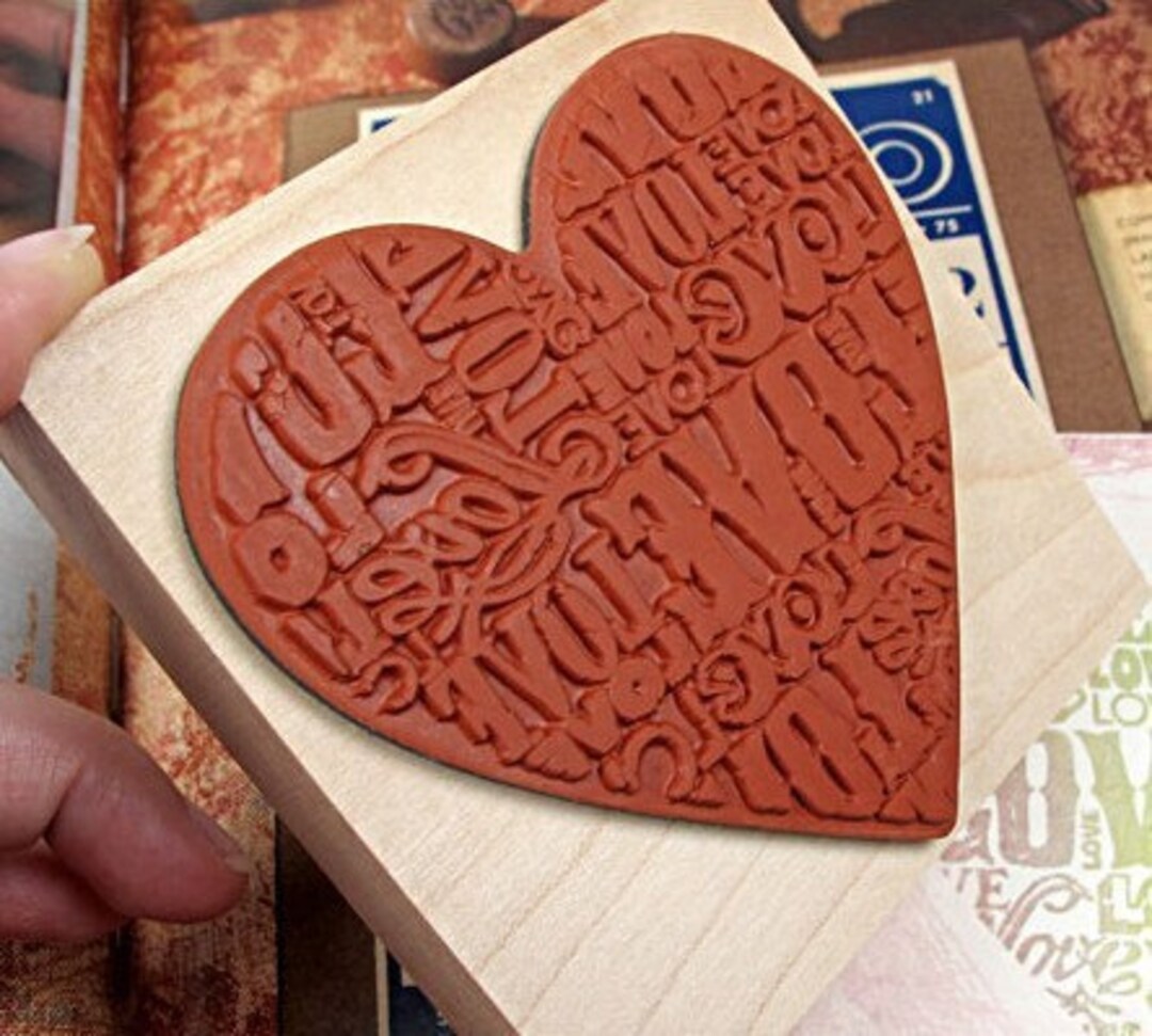 1pc Super Size Love Heart Stamp - Wooden Rubber Stamp - Lace Stamp ...