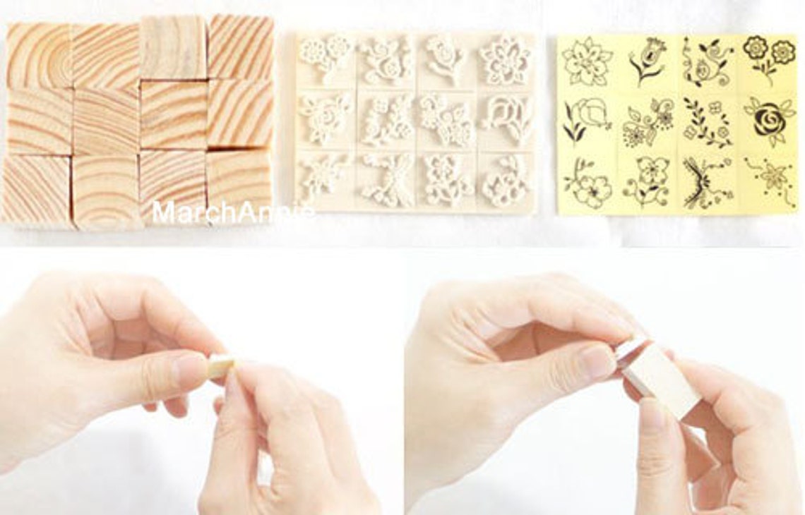 12 Pcs/set Flower Stamps Set Rubber Stamp Set Diary Stamps - Etsy