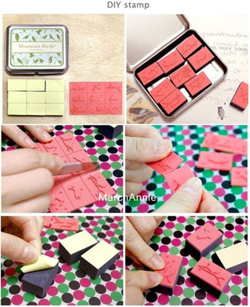 Freeshipping Mountain Birds Stamps DIY Rubber Stamps Tin Box Stamp Set ...